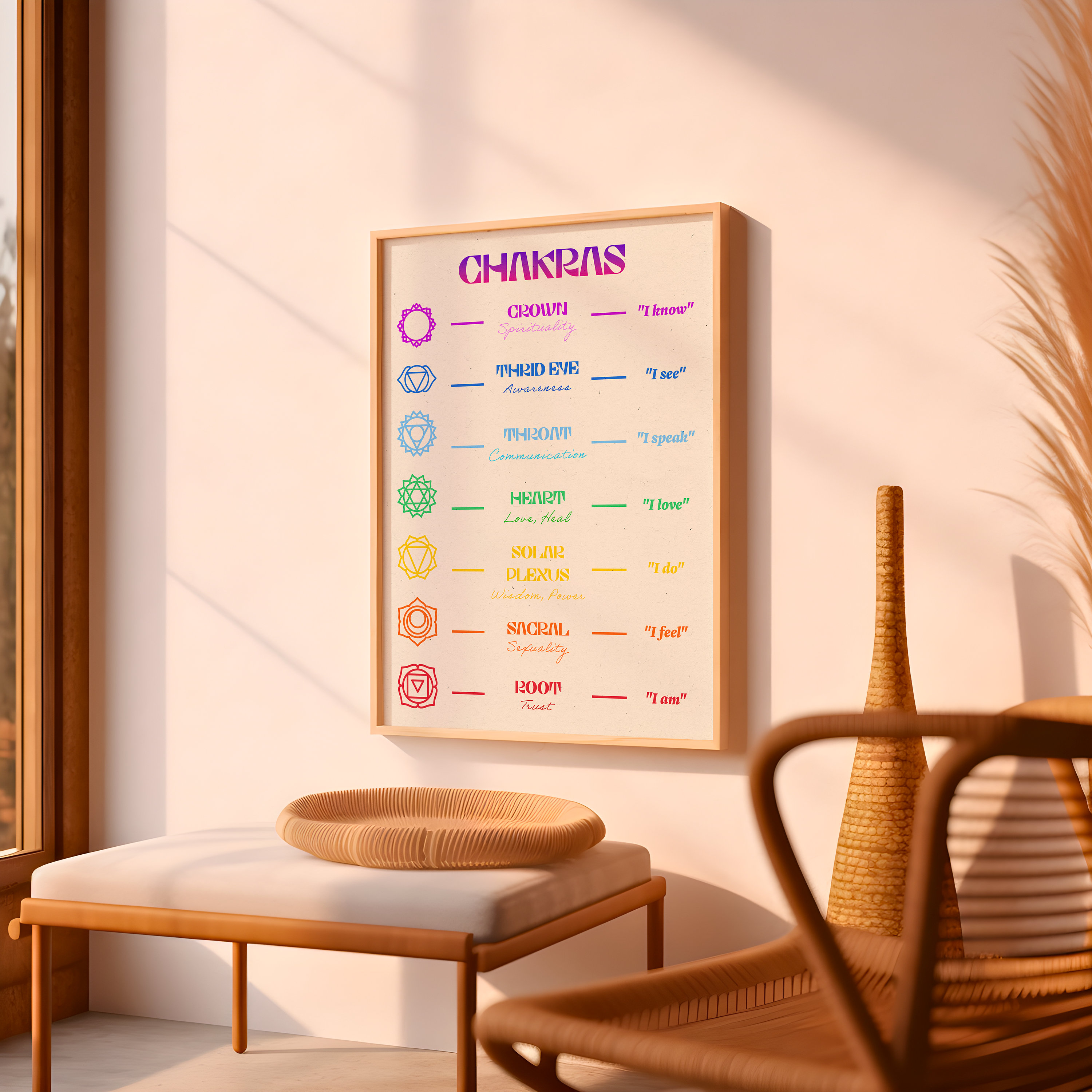 Spiritual Decor Chakras Meanings Digital Download Yoga Wall Decor ...