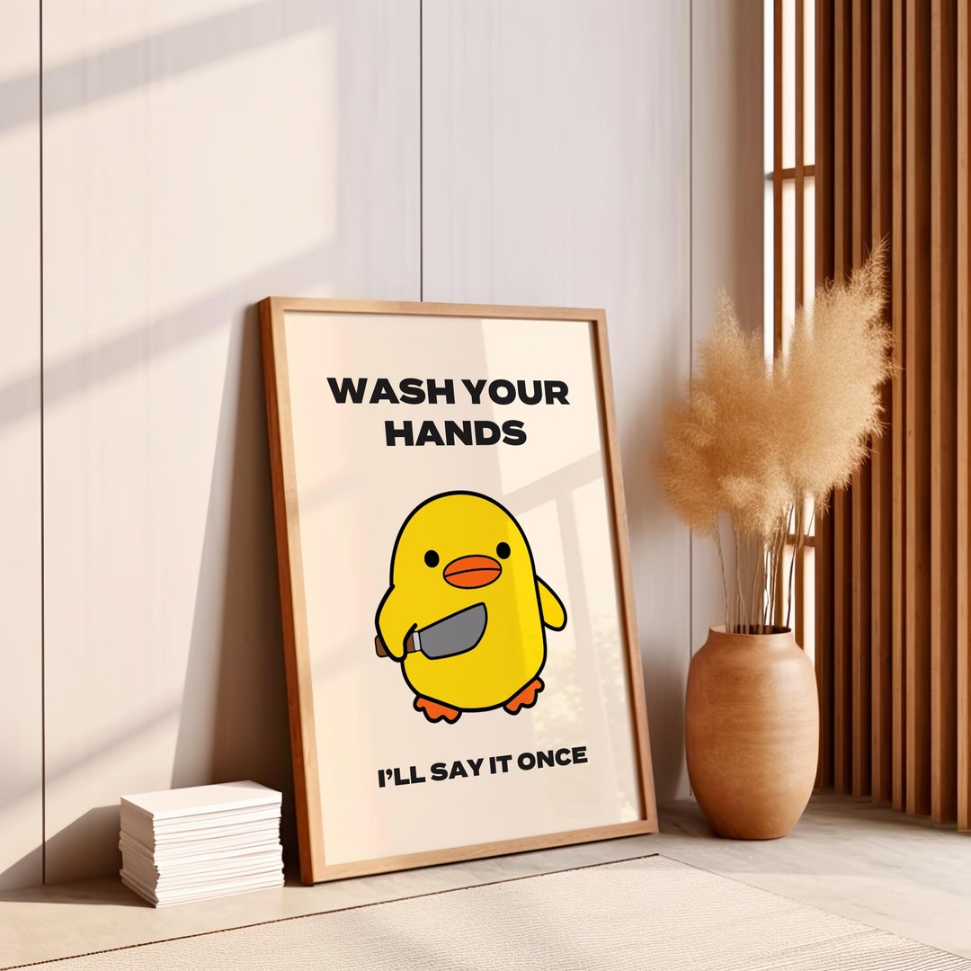 Funny Bathroom Wall Art Wash Your Hands Sign Poster Kitchen Quirky ...