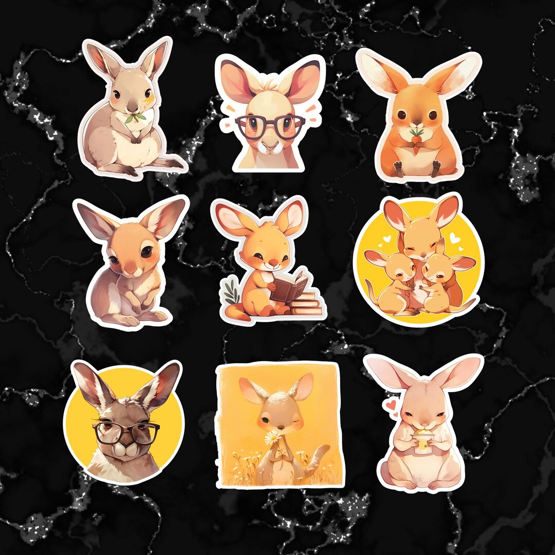 Kangaroo Stickers - Glossy Animal Decals, Laptop Stickers (9pcs) - Etsy