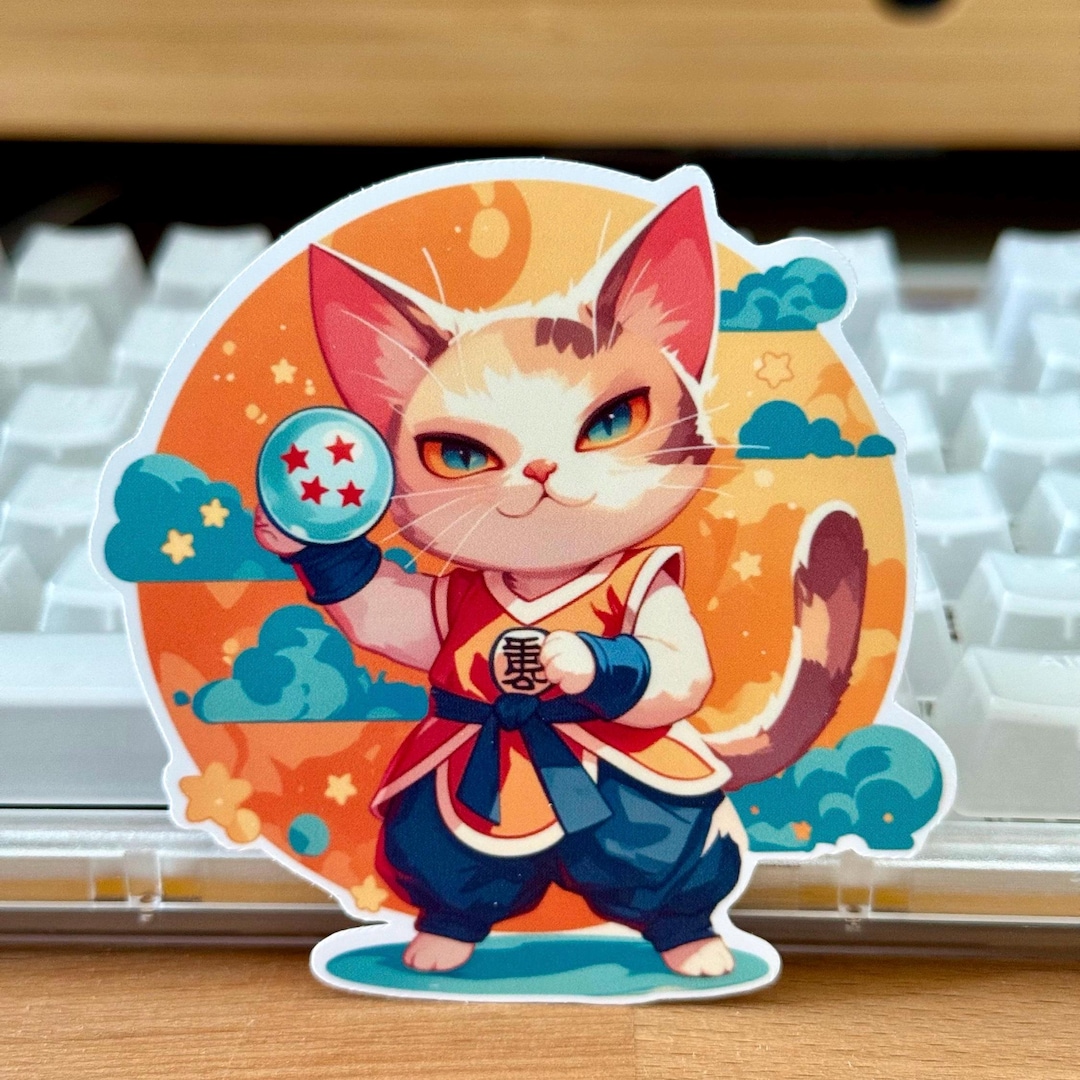 Goku Cat Vinyl Sticker: Dragon Ball Z Anime Decal - Etsy
