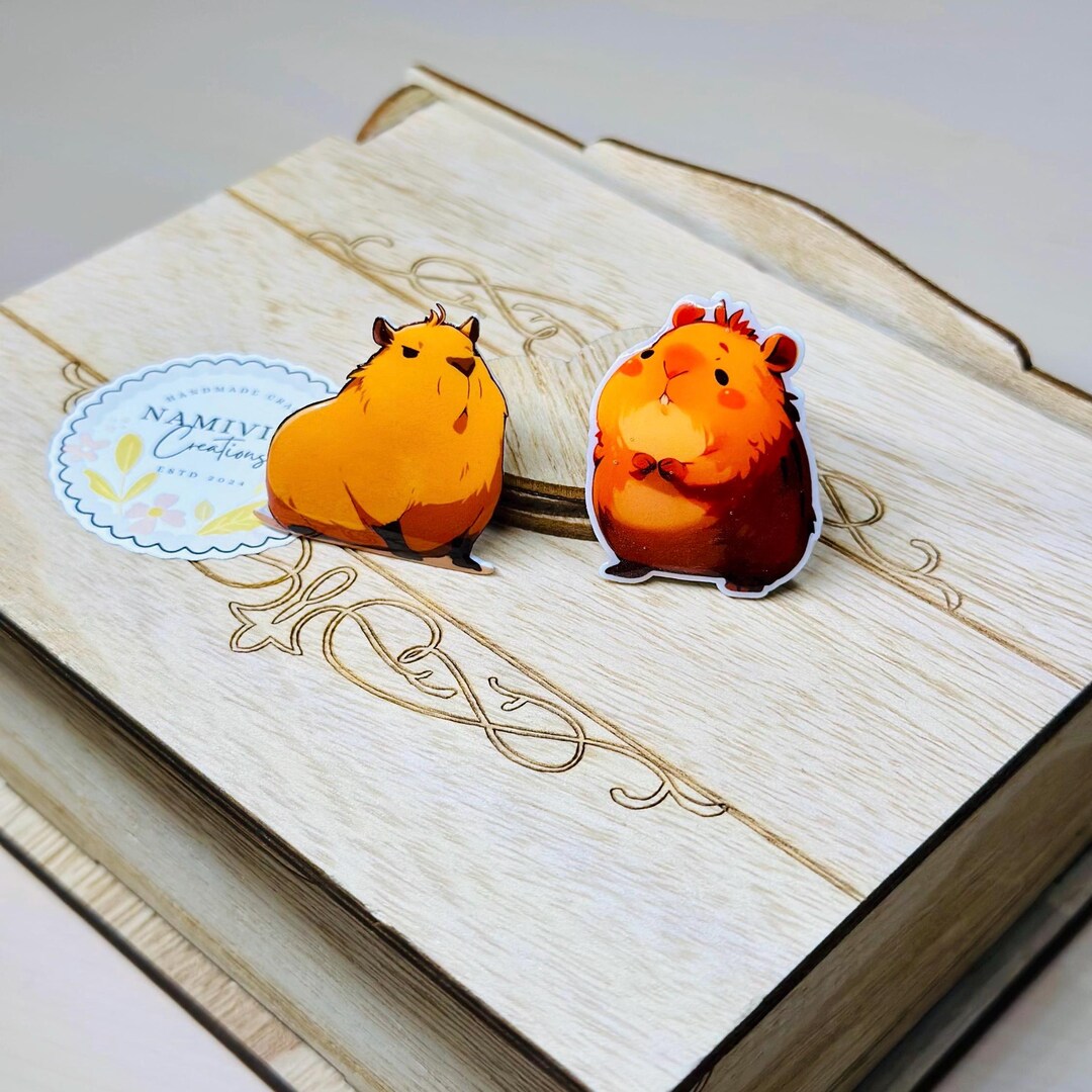 Cute Capybara Pin, Rodent Lover, Capybaras Plastic Pin, Bag Pin, Shrink ...