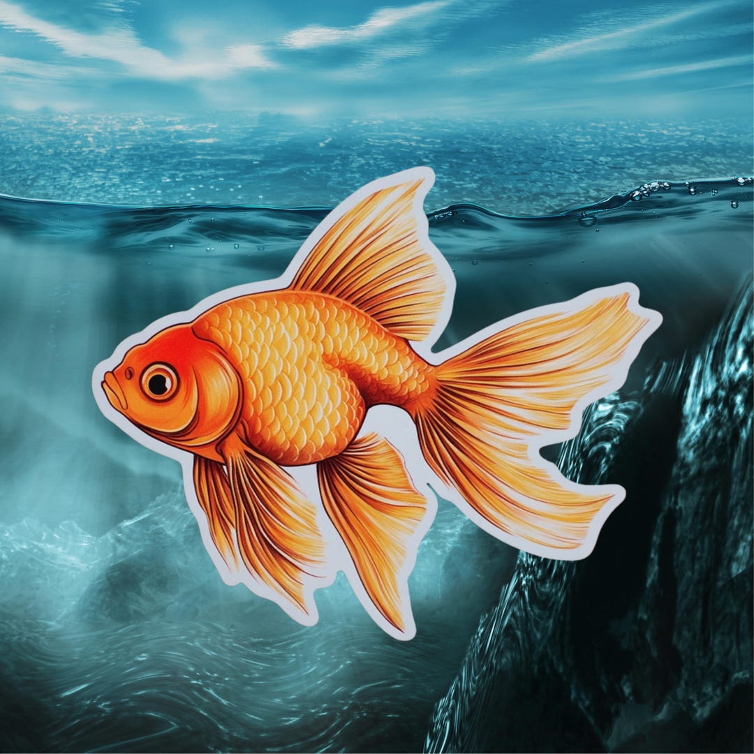 Goldfish Sticker - Vinyl Decal for Laptops, Water Bottles, Phones ...