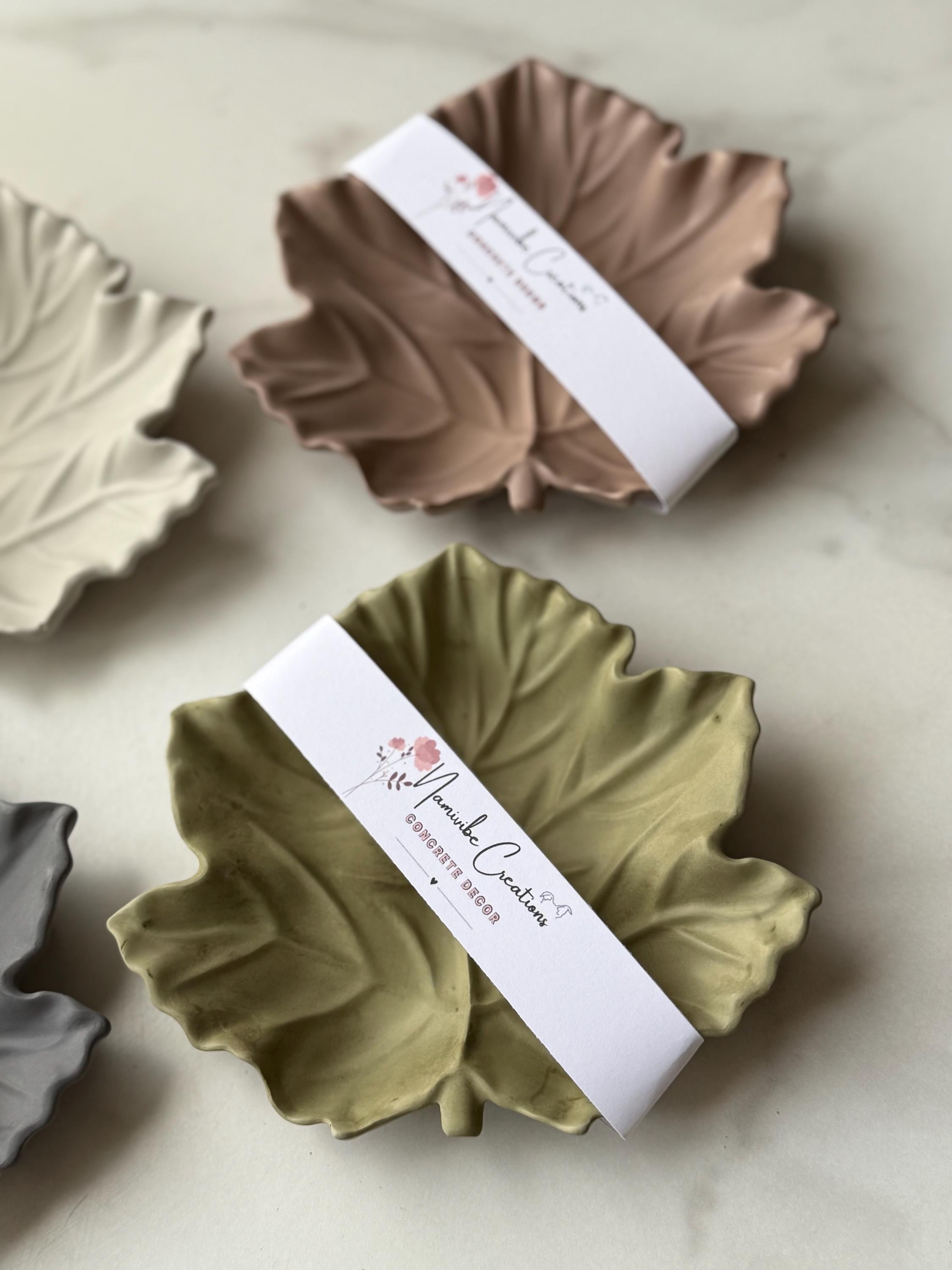 Handmade Concrete Maple Leaf Ring Dish: Rustic Trinket Tray - Etsy