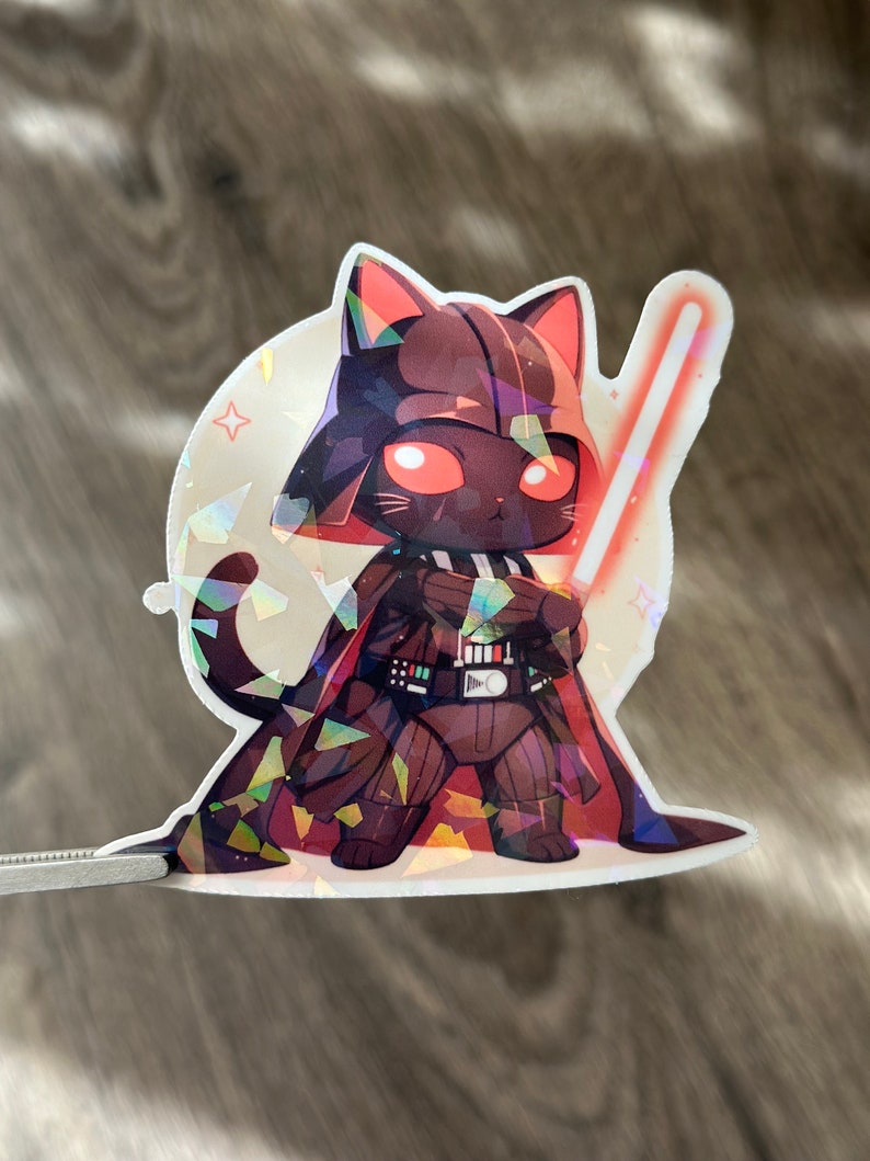 Cat Darth Vader Sticker, Star Wars Fan Art Decal, Waterproof Sticker ...