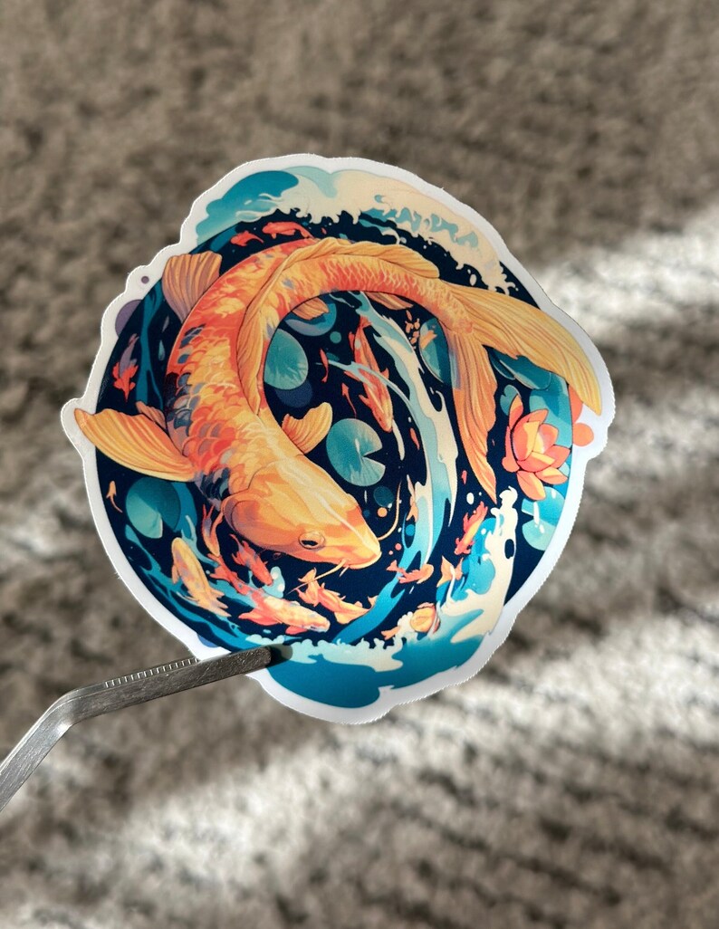 Koi Fish Sticker, Waterproof Decals, Glossy Finish, Laptop Decals ...
