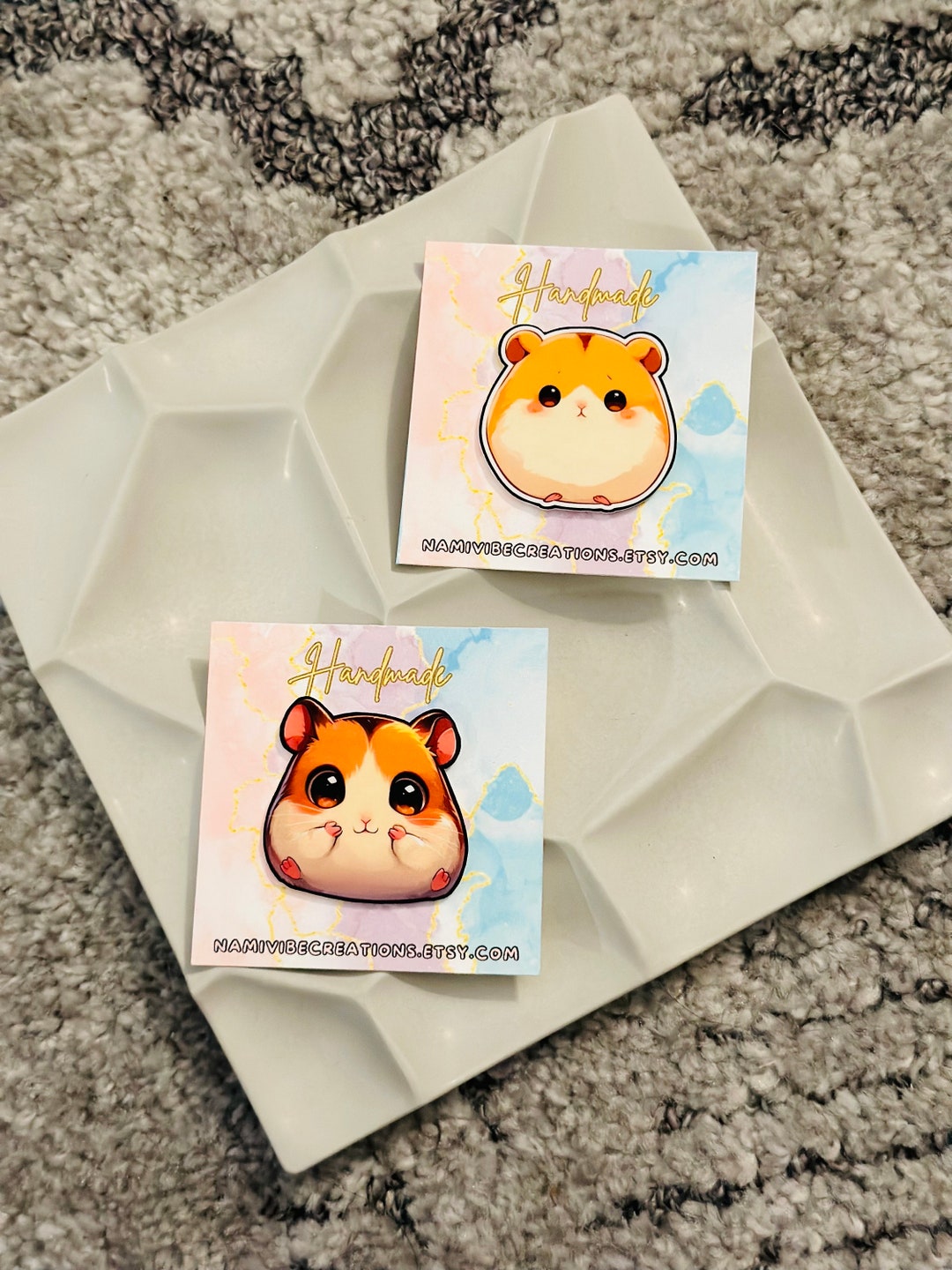 Handmade Cute Hamster Shrink Plastic Hamster Lover Pin Cute Pin ...