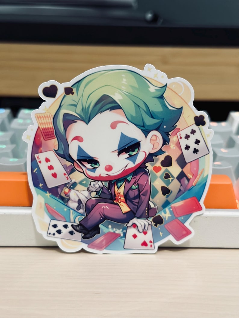 Joker Cartoon Vinyl Sticker, Anime Joker Sticker, Holographic/glossy ...