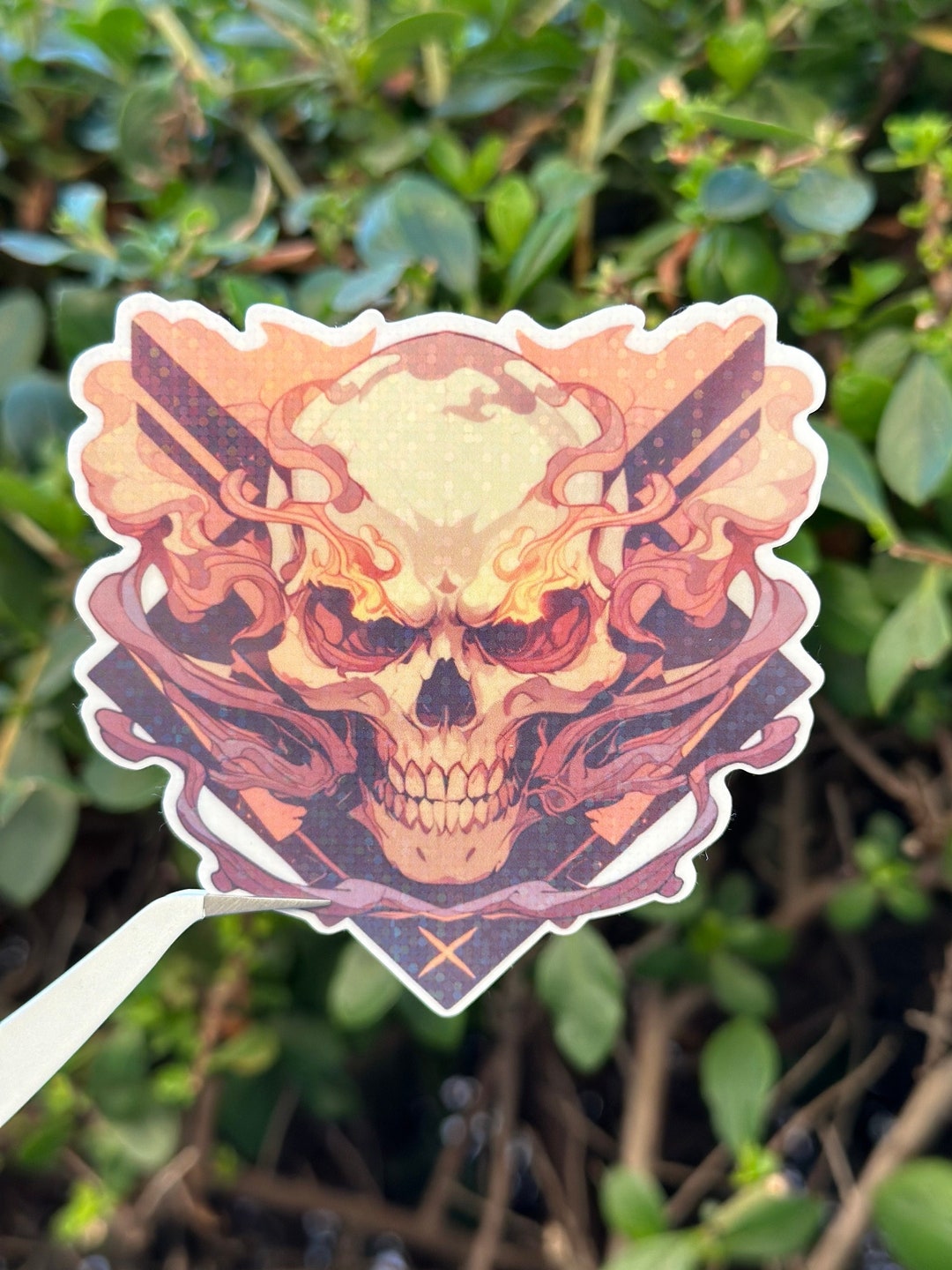Holographic Skull Sticker, Waterproof Decals, Glossy, Laptop Decals ...