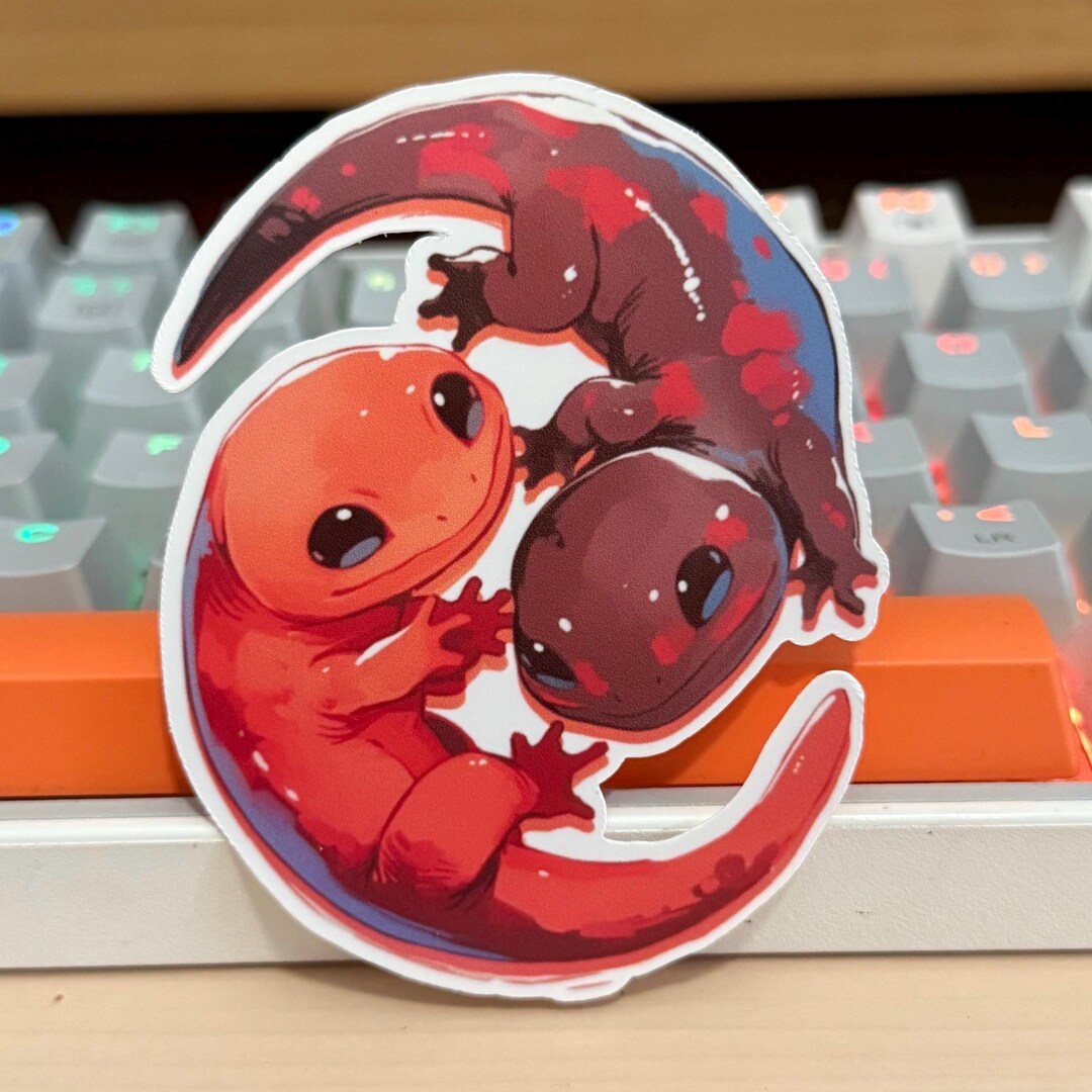 Newt Cute Sticker - Adorable Amphibian Pet Vinyl Sticker, Newts Yin ...