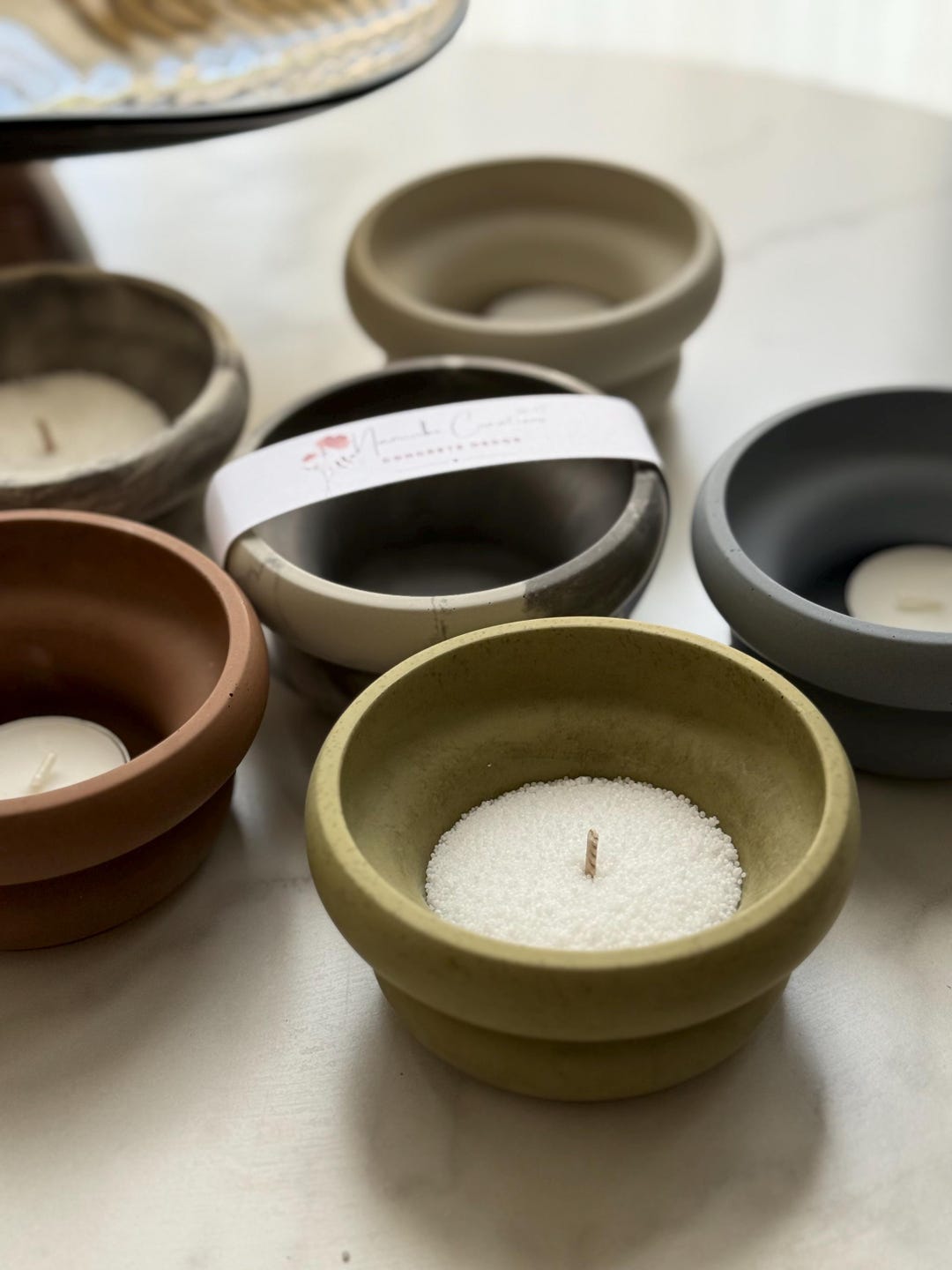 Handcrafted Concrete Tealight Holder: Modern Minimalist Candle Bowl - Etsy