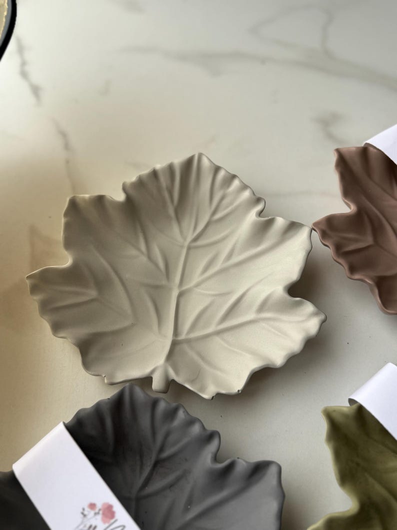 Handmade Concrete Maple Leaf Ring Dish: Rustic Trinket Tray - Etsy