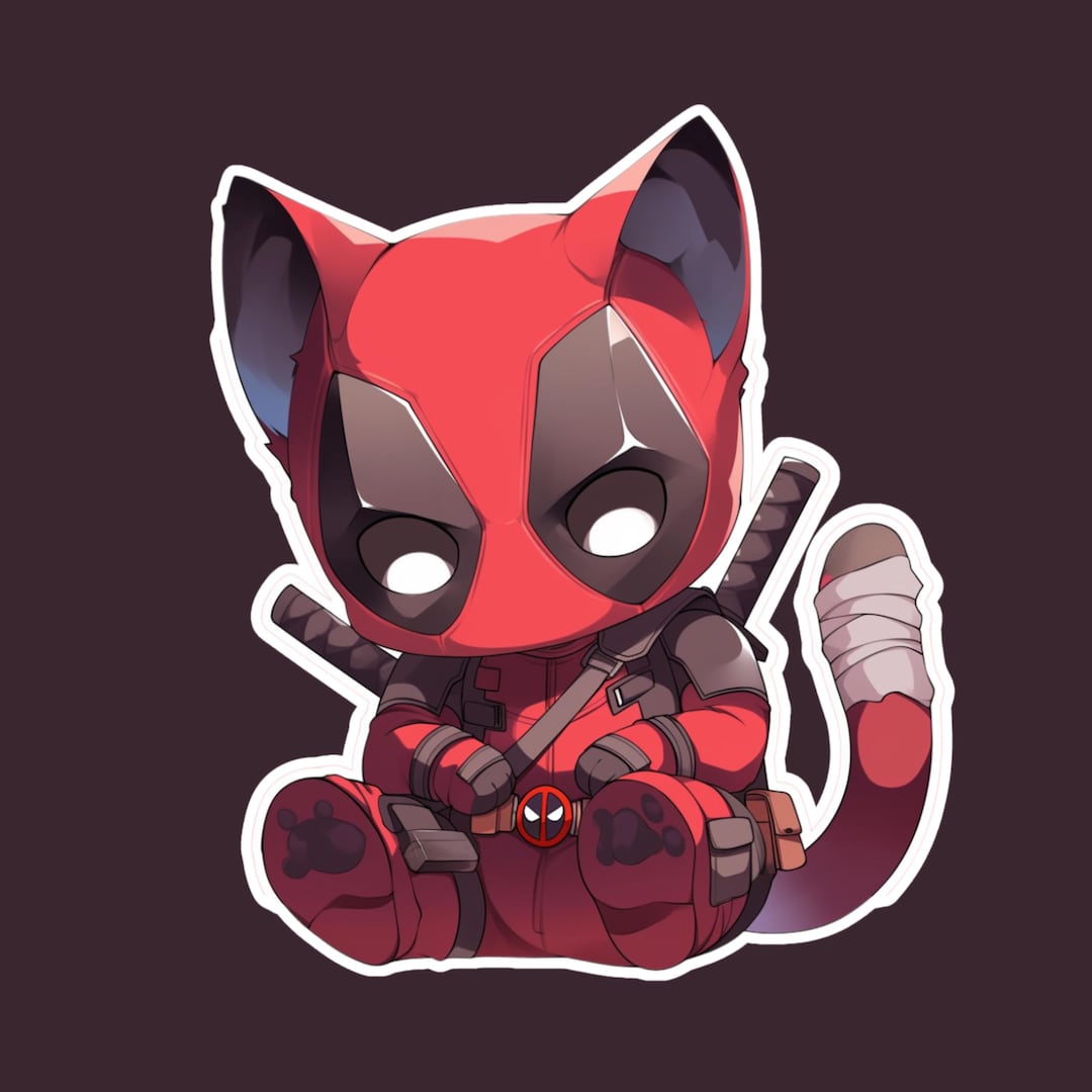 Deadpool Cat Vinyl Sticker: Waterproof Fan Art Decal - Etsy