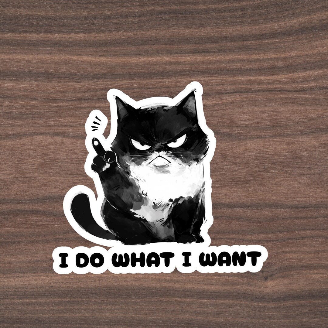 Sassy Cat Middle Finger Sticker – “I Do What I Want” Glossy Waterproof ...