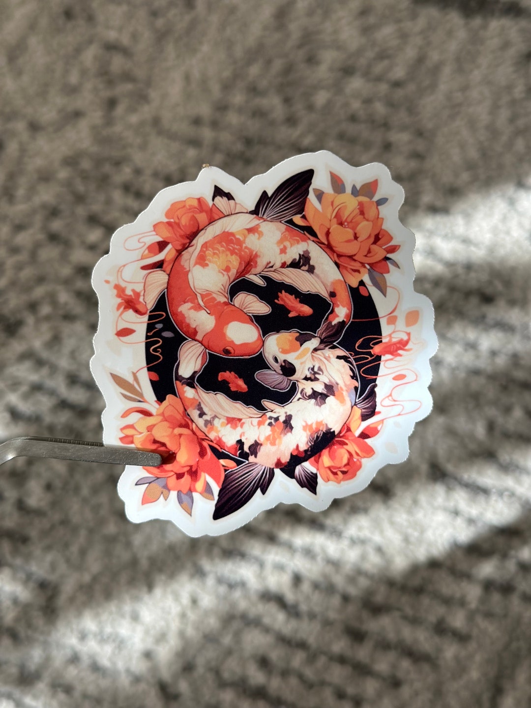 Koi Fish Sticker, Waterproof Decals, Glossy Finish, Laptop Decals ...