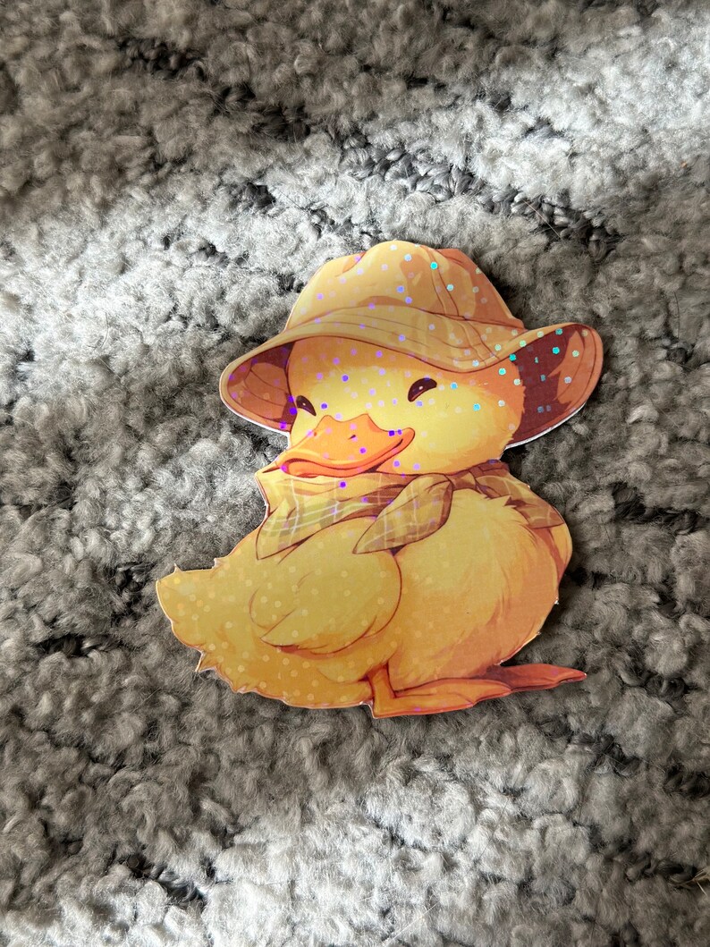 Holographic Cute Duck Sticker, Waterproof Decal, Glossy Finish, Laptop ...
