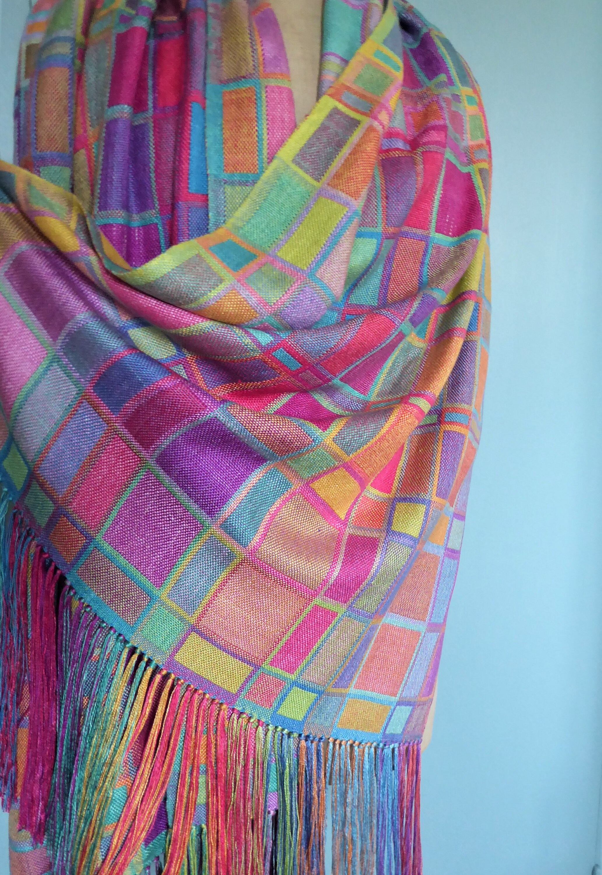 CUSTOM Handwoven Silk Shawl, Doubleweave Geometric Design - Etsy