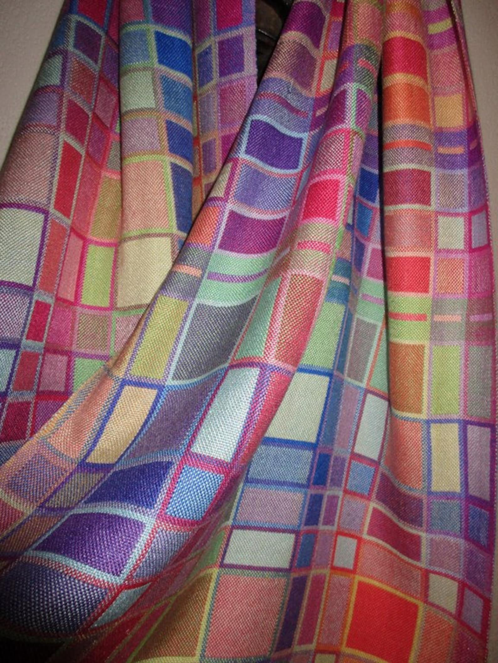 CUSTOM Handwoven Silk Shawl, Doubleweave Geometric Design - Etsy