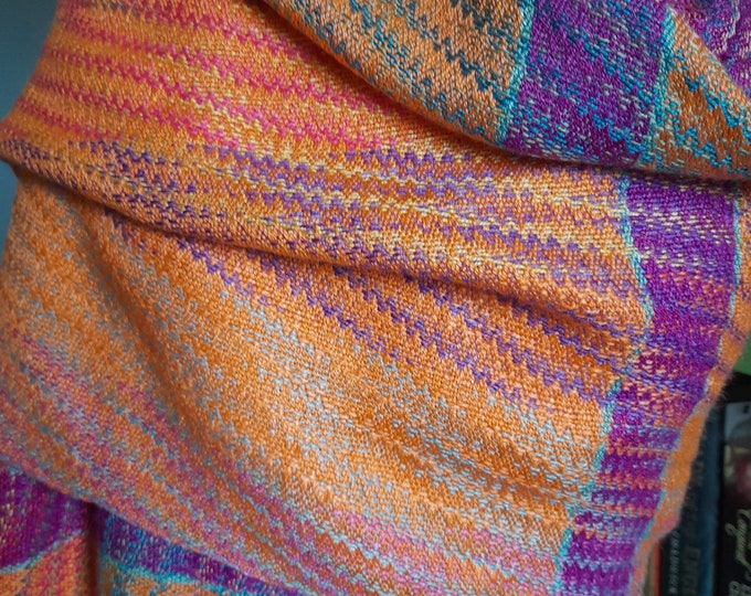 Handwoven Hand Dyed Silk Shawl, Bright Rainbow Colours - Etsy