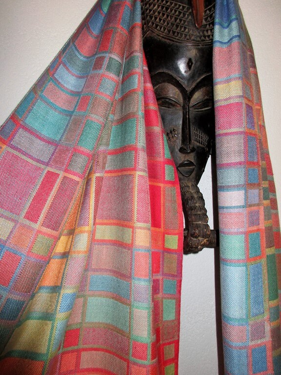 CUSTOM Handwoven Silk Shawl, Doubleweave Geometric Design - Etsy