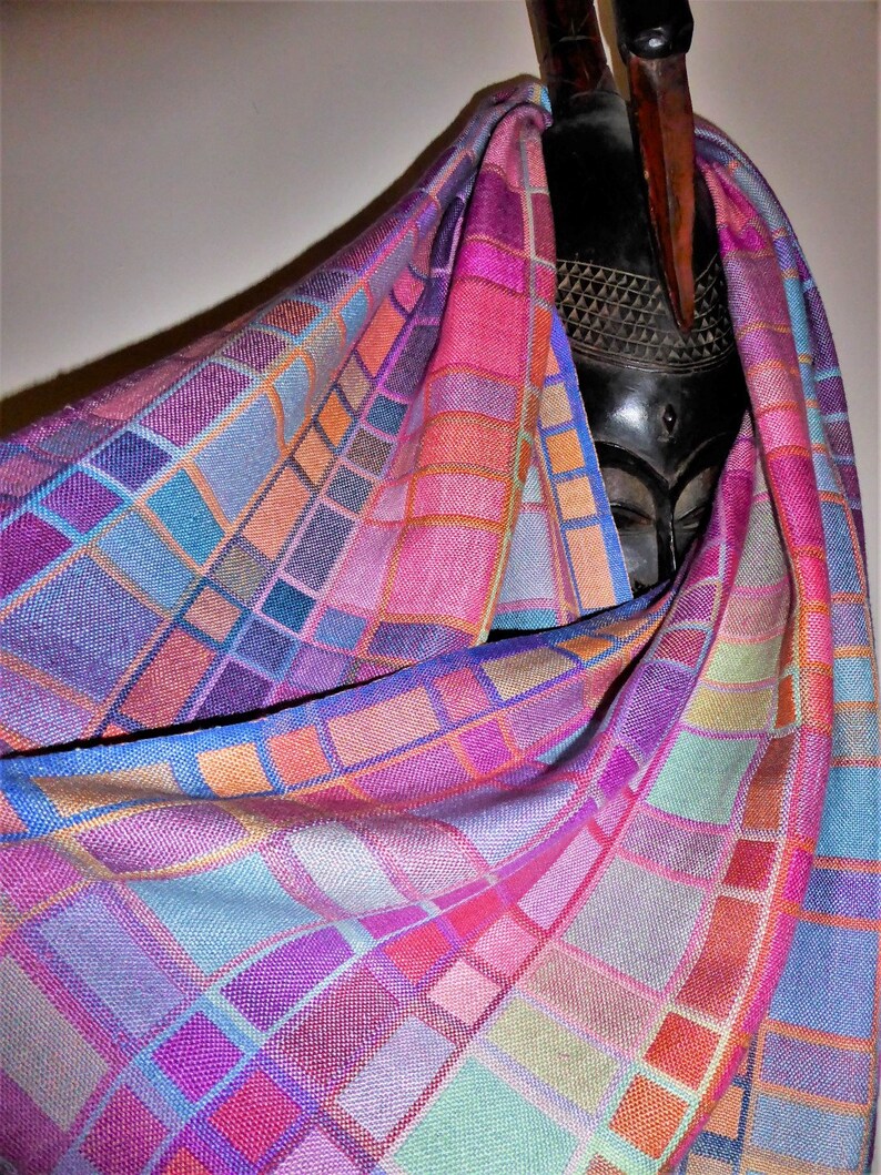 CUSTOM Handwoven Silk Shawl, Doubleweave Geometric Design - Etsy