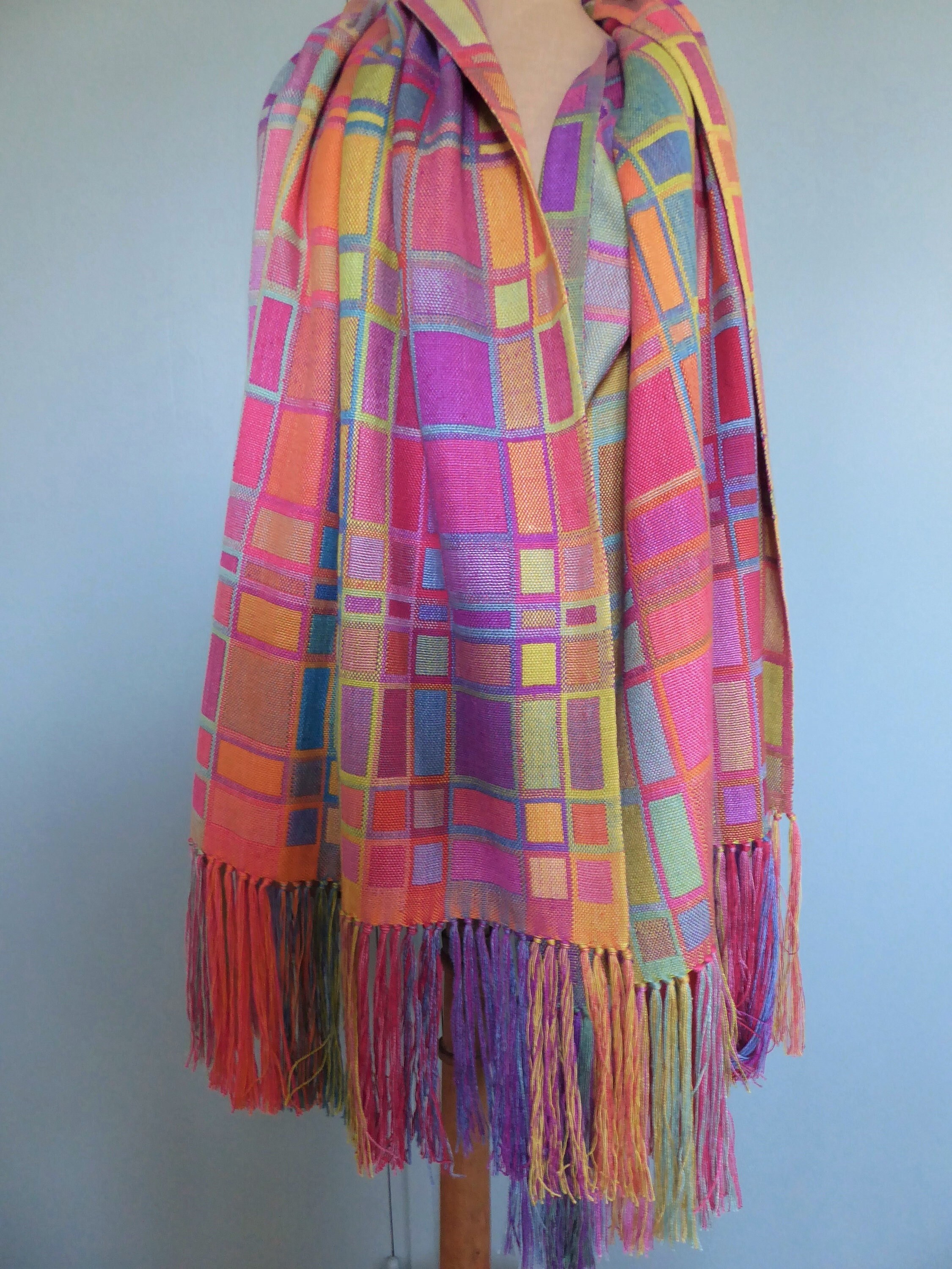 CUSTOM Handwoven Silk Shawl Doubleweave Geometric Design - Etsy