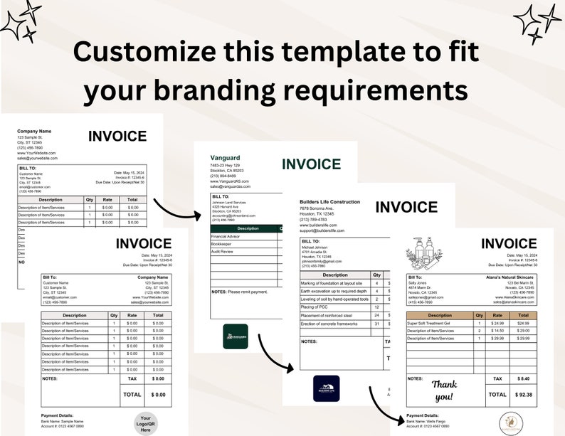 Simple Invoice Template. Business Invoice. Custom Invoice. Printable ...