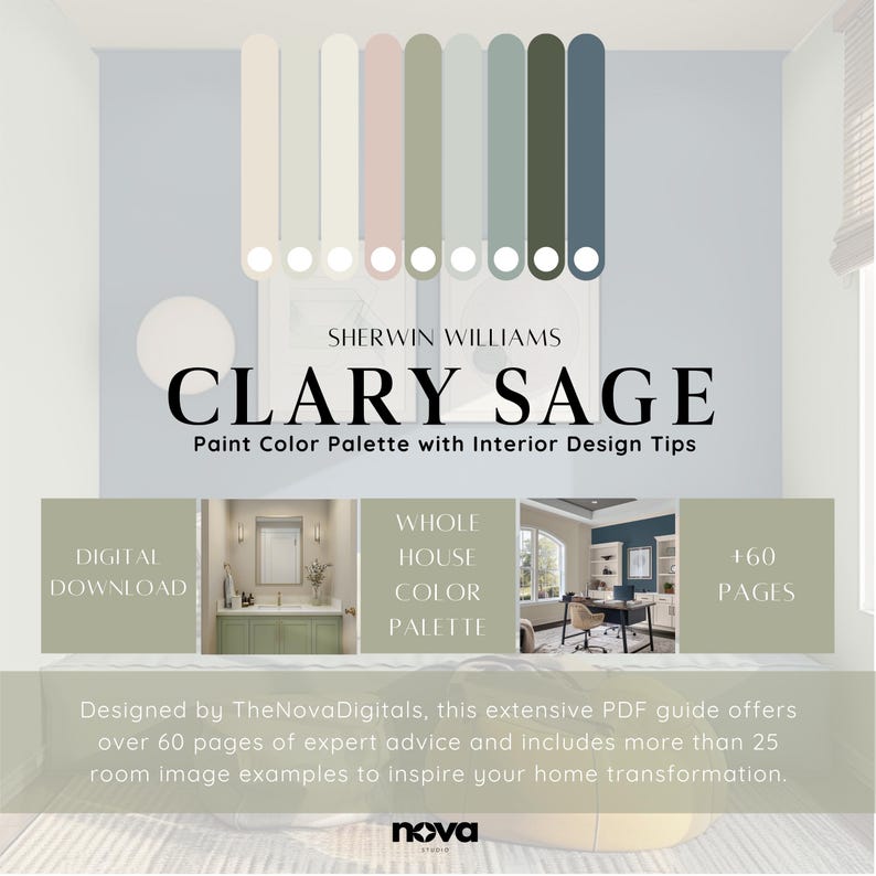 Sherwin Williams Clary Sage Home Paint Palette, Whole House Color ...
