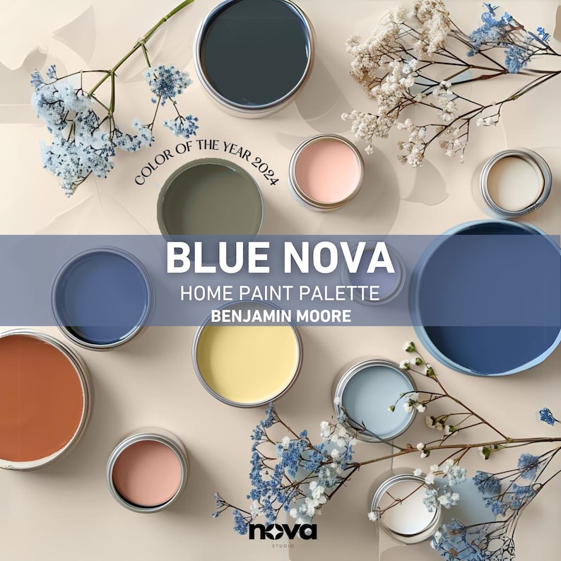 Blue Nova Paint Color Palette Benjamin Moore, Color of the Year 2024 ...
