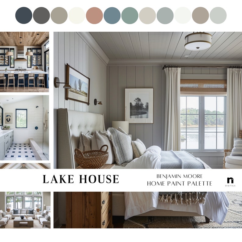 Lake House Home Paint Palette, Benjamin Moore Whole Home Color Scheme ...