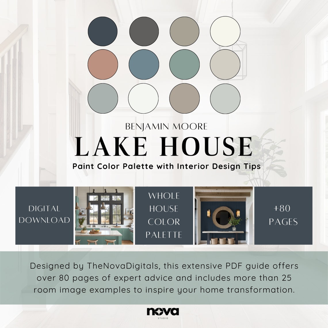 Lake House Home Paint Palette, Benjamin Moore Whole Home Color Scheme ...