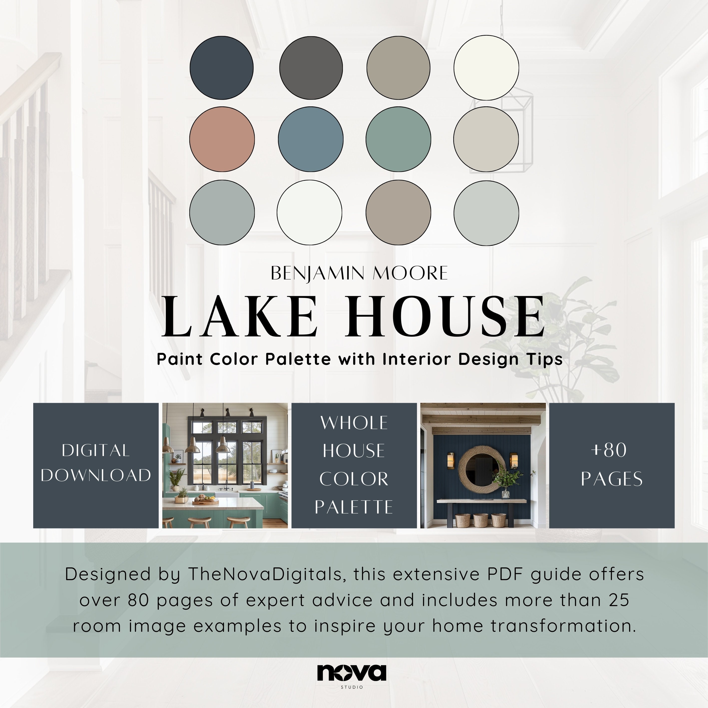 Lake House Home Paint Palette, Benjamin Moore Whole Home Color Scheme ...