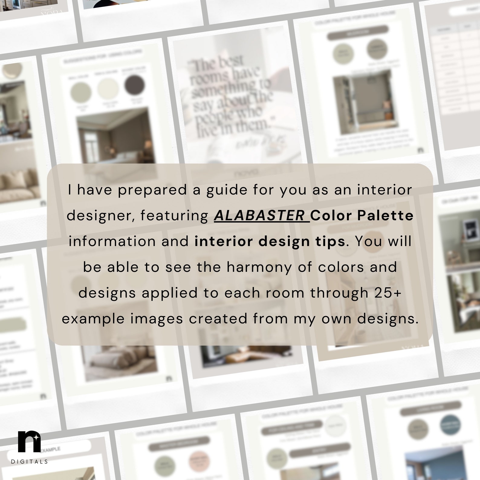 ALABASTER Sherwin Williams Paint Color Palette With Interior Design ...