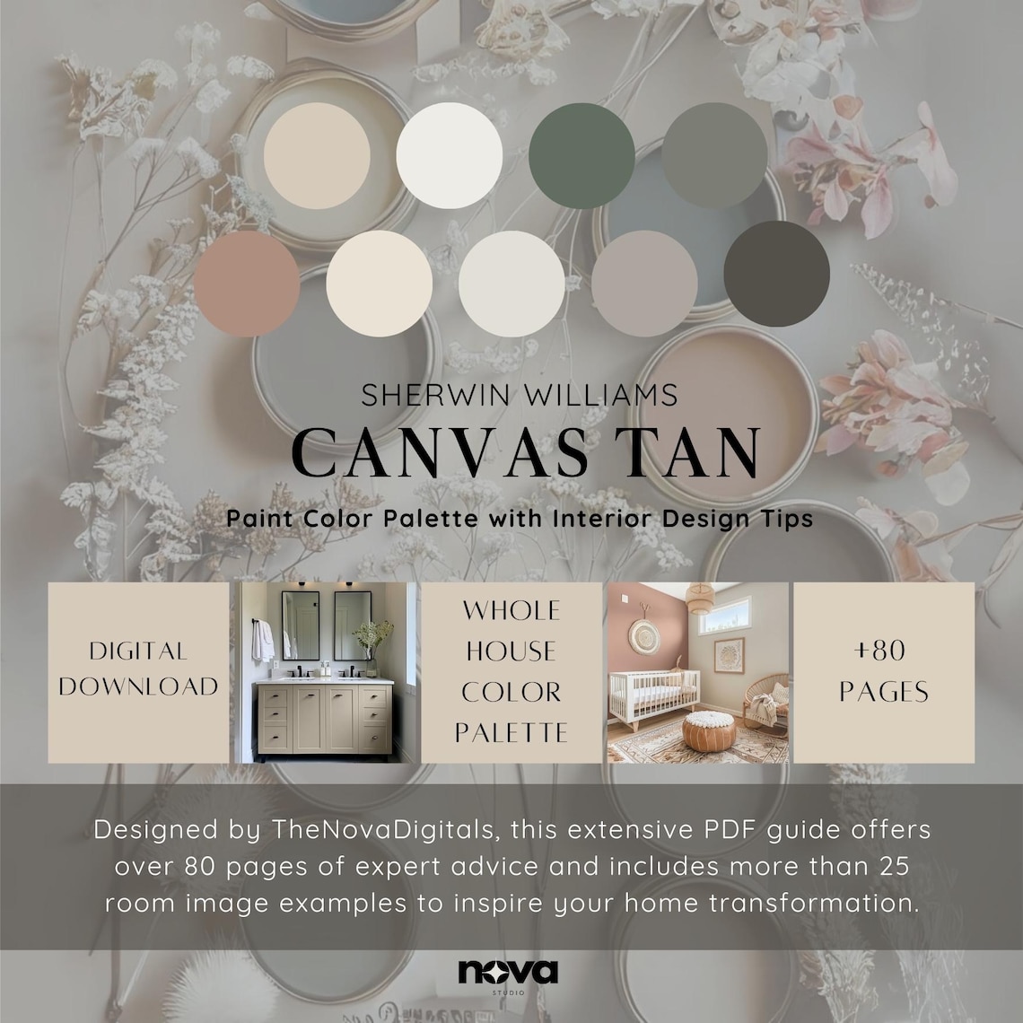 Sherwin Williams CANVAS TAN Home Paint Palette Guide, Digital PDF ...