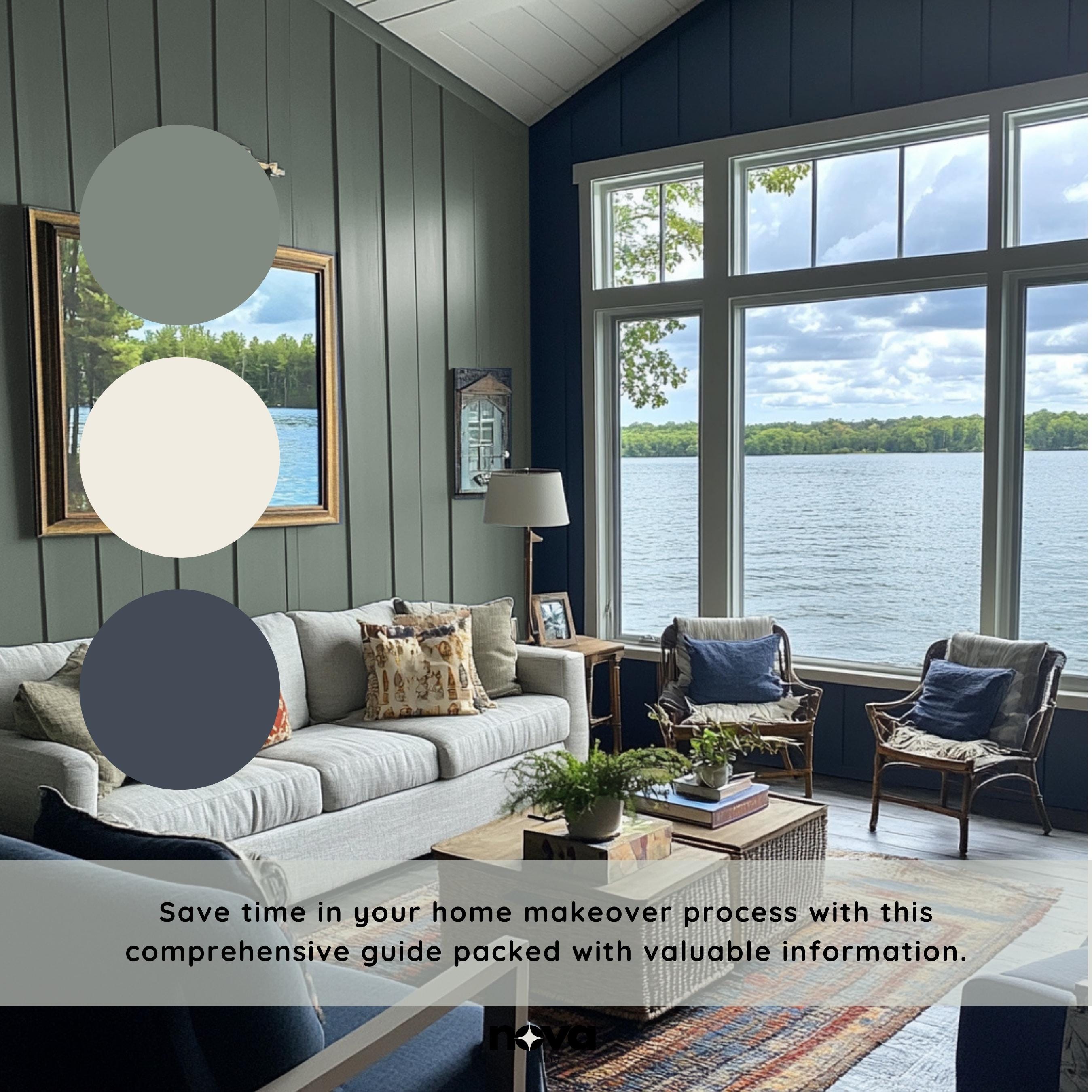 LAKE CABIN Benjamin Moore Home Color Palette Whole House Paint Scheme ...