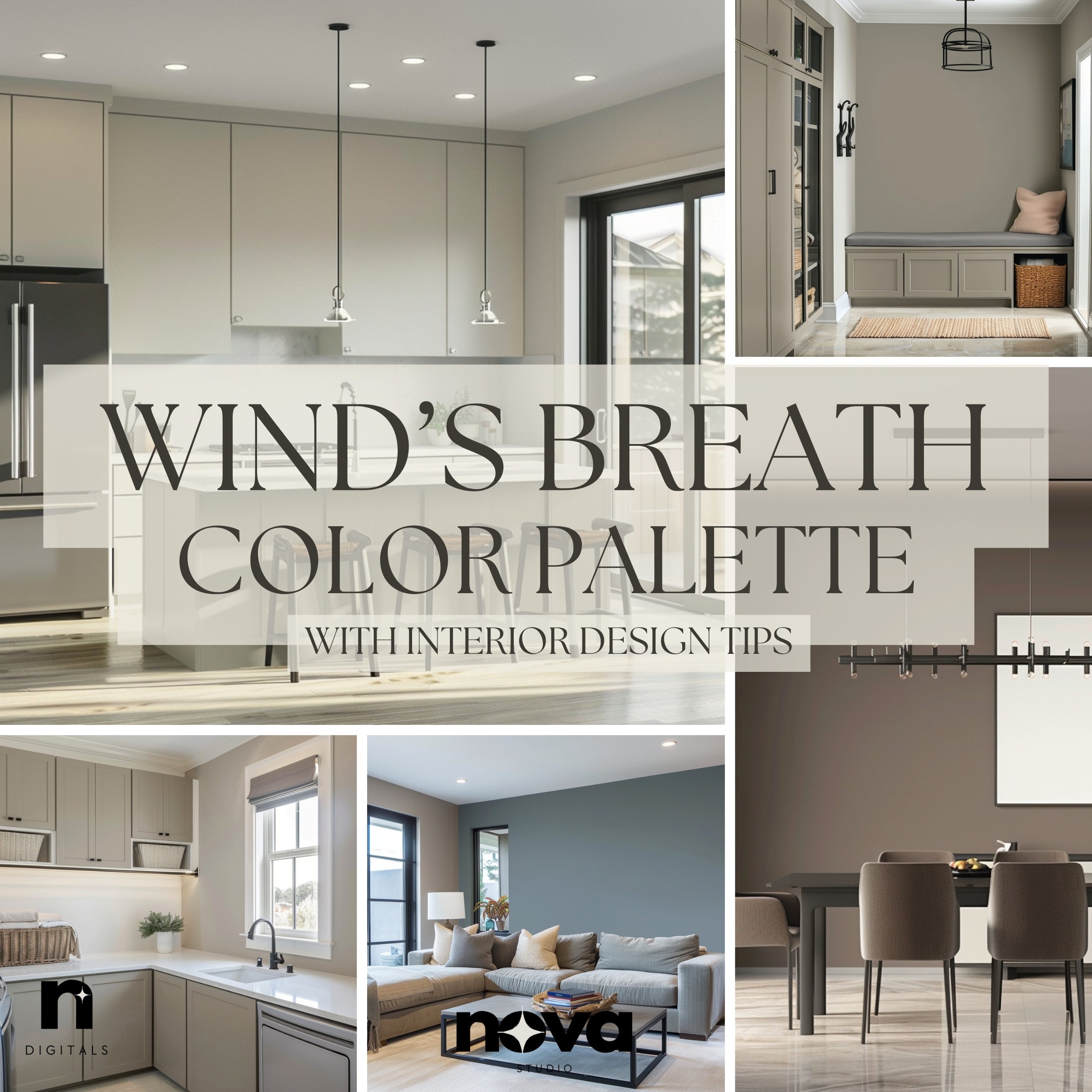 WIND'S BREATH Benjamin Moore Home Paint Color Palette With Interior ...
