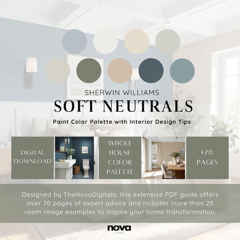 SOFT NEUTRALS Whole House Paint Color Palette Sherwin Williams Home ...