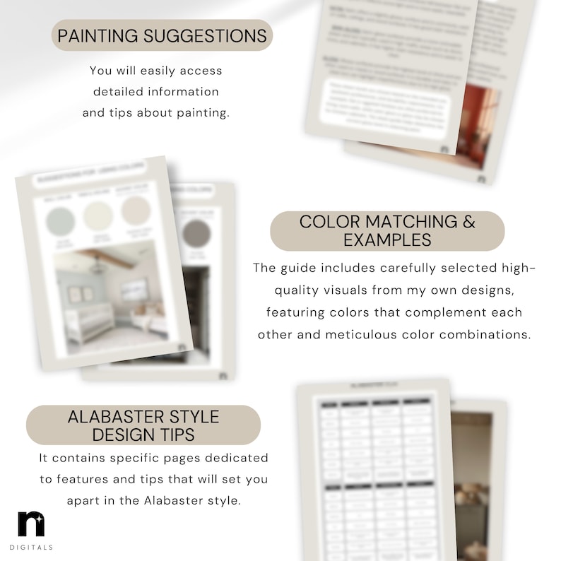 ALABASTER Sherwin Williams Paint Color Palette With Interior Design ...