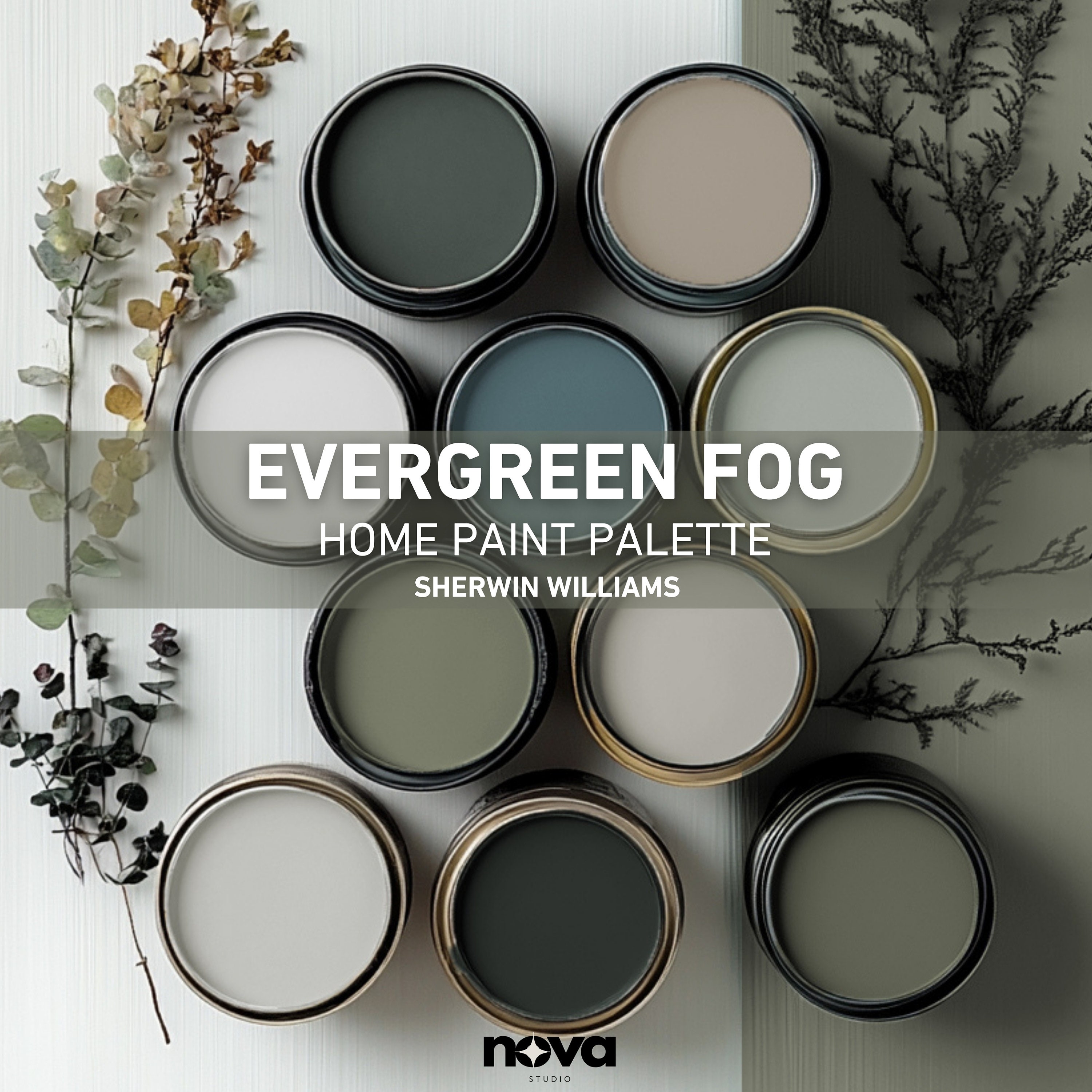 EVERGREEN FOG Sherwin Williams Paint Palette, Whole House Paint Color ...