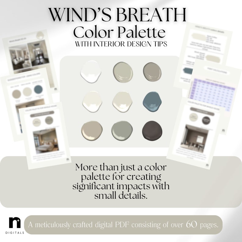WIND'S BREATH Benjamin Moore Home Paint Color Palette With Interior ...
