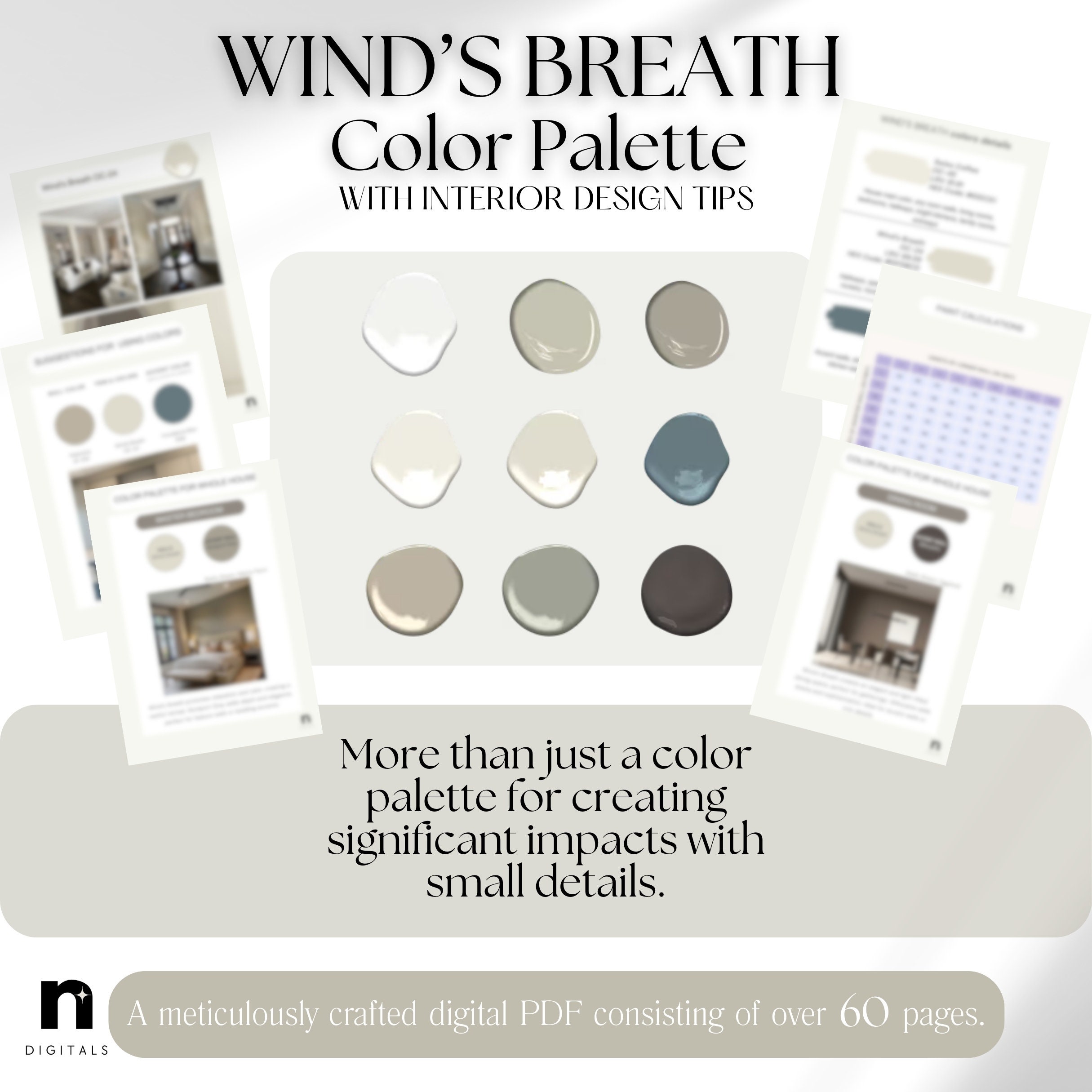 WIND'S BREATH Benjamin Moore Home Paint Color Palette With Interior ...
