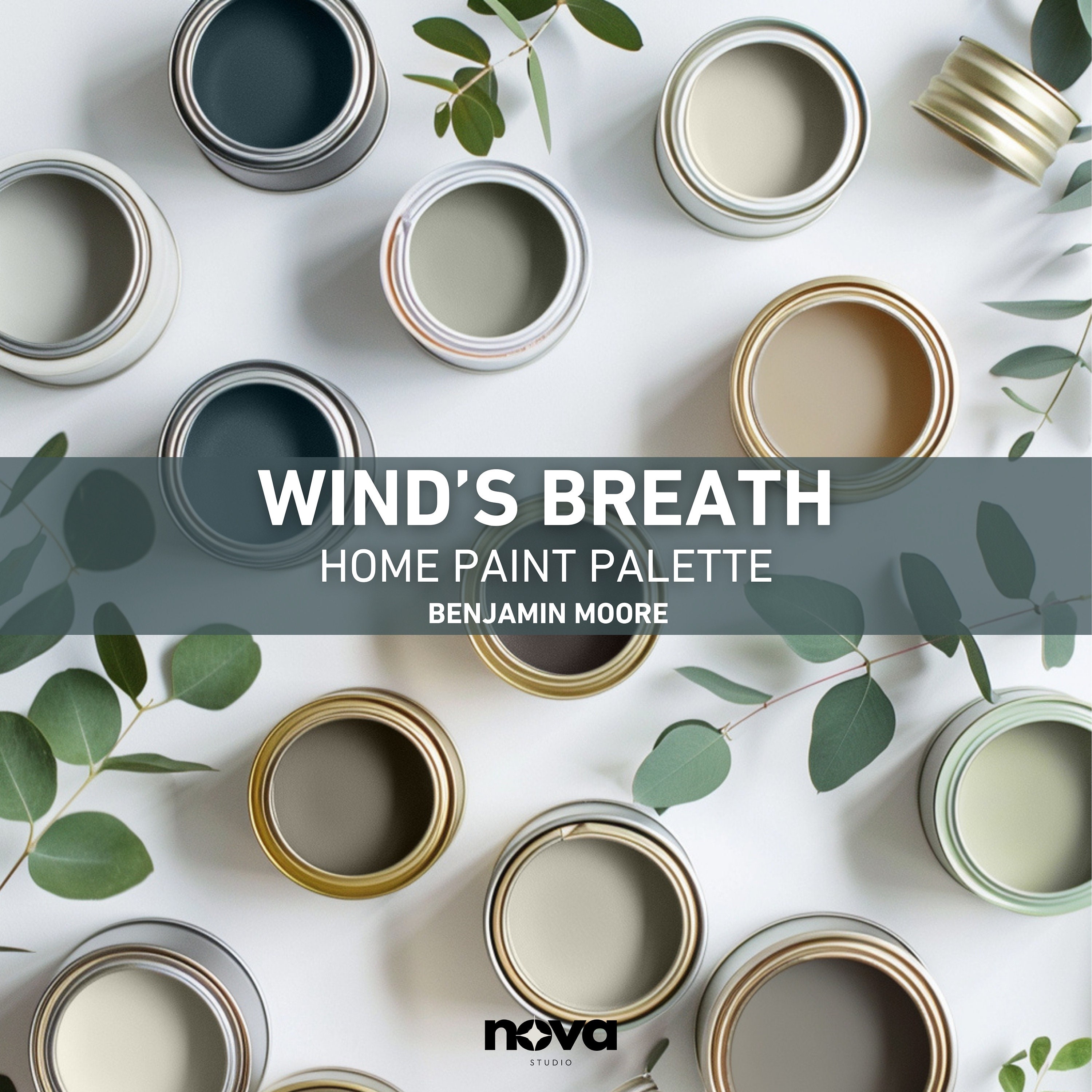 WIND'S BREATH Benjamin Moore Home Paint Color Palette With Interior ...