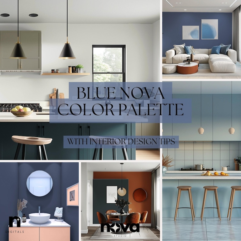 Paleta de cores de tinta Blue Nova Home: Benjamin Moore 2024 (guia em ...
