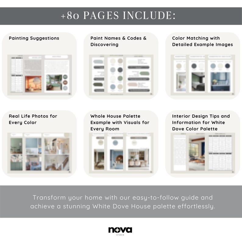 WHITE DOVE Home Paint Palette, Benjamin Moore Whole Home Color Scheme ...