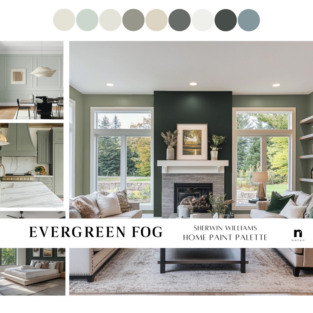 EVERGREEN FOG Sherwin Williams Paint Palette, Whole House Paint Color ...