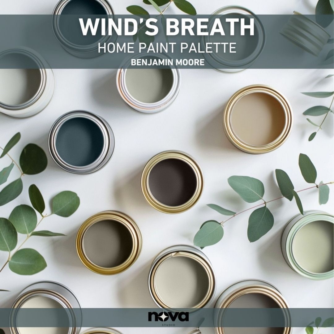 WIND'S BREATH Benjamin Moore Home Paint Color Palette With Interior ...