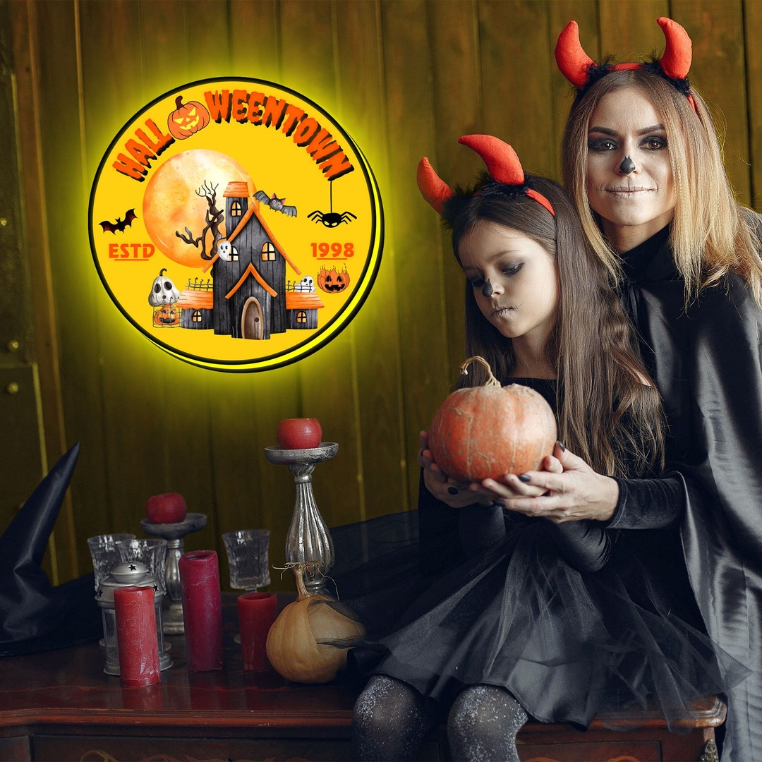 Halloweentown Light Box,halloween Theme LED Sign,custom 3D Lightbox ...