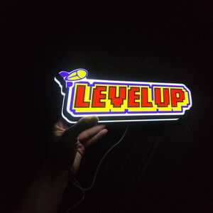 LEVEL UP Light Box,pixel Style Esports Sign,custom 3D Printed Lightbox ...