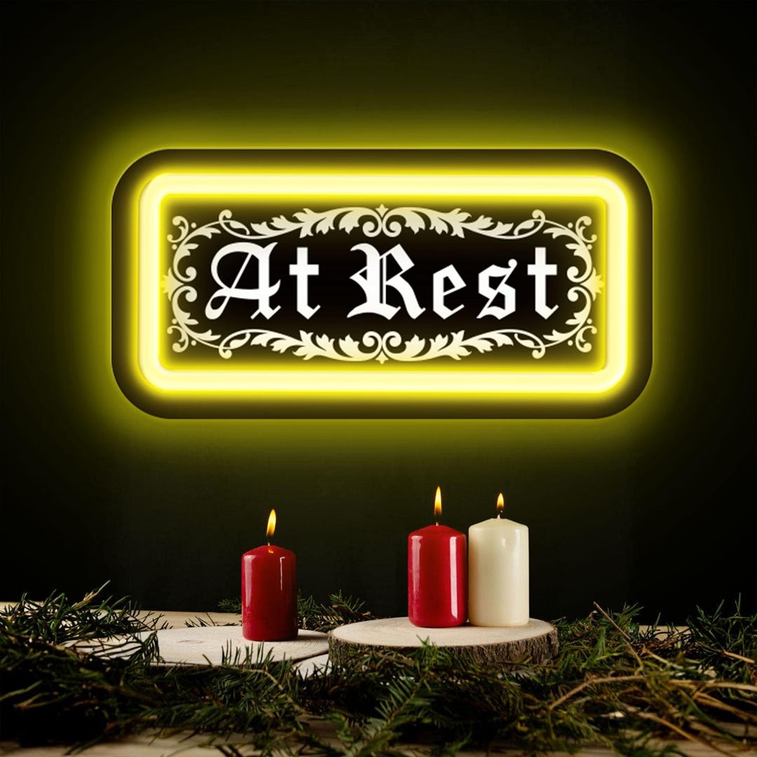 At Rest Neon Sign, Victorian Coffin Style Neon Light, Gothic Neon LED ...