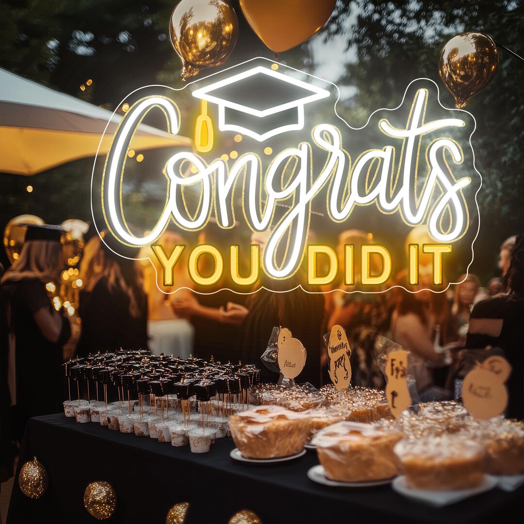 Congrats Neon LED Sign, Personalized Graduation Decor Prom Backdrop ...