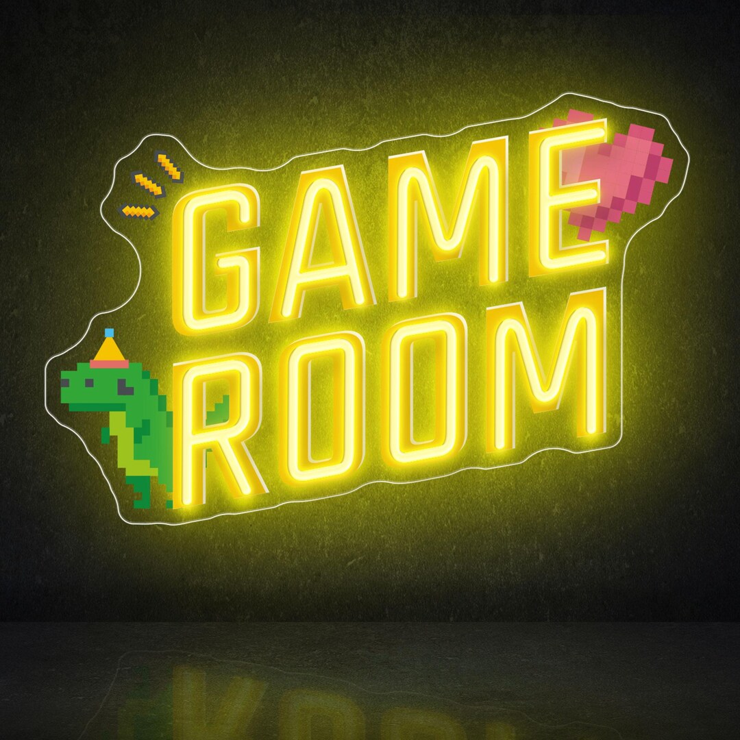 GAME ROOM LED Neon Sign, Personalized Gaming Wall Art for Kids Room ...